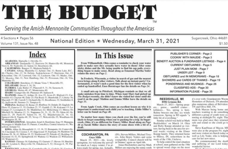 “Facebook on Paper”: A Closer Look at The Budget Newspaper - Amish America