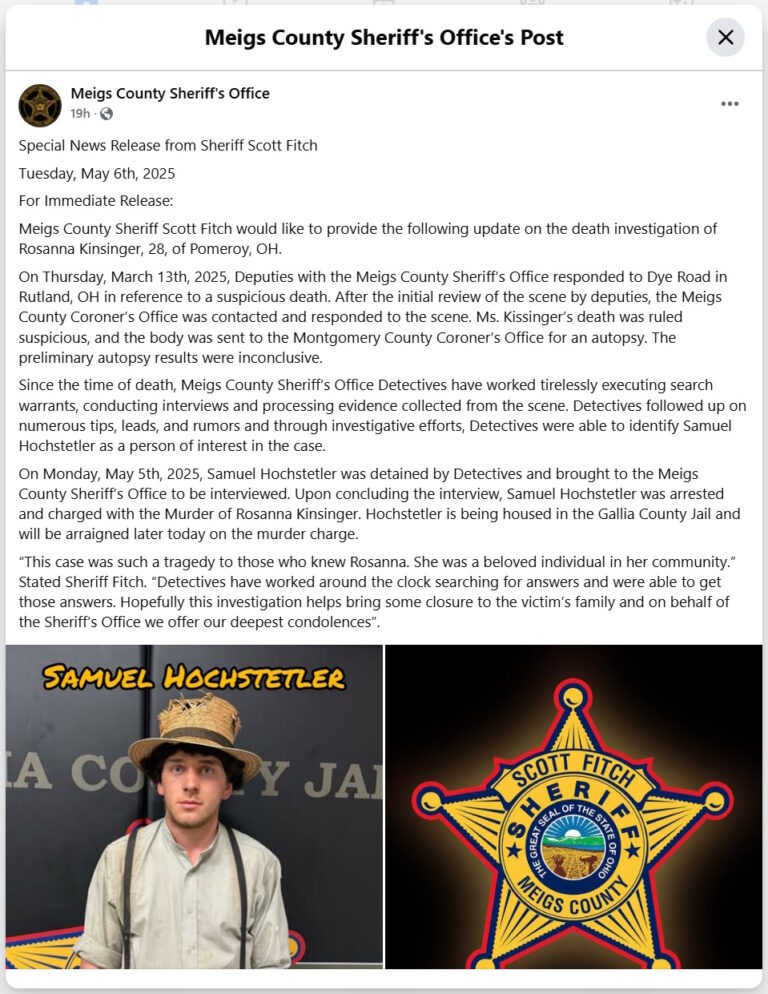 Amish Teen Charged With Murder Of Amish Woman (Ohio) - Amish America