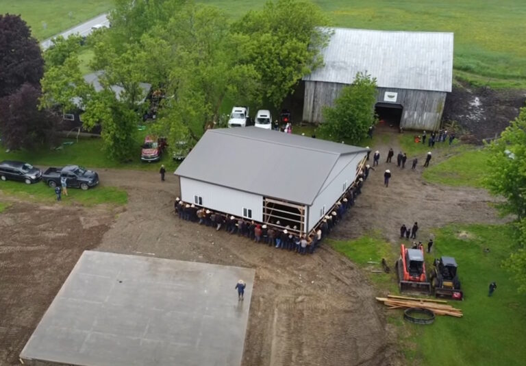 Amazing: New York Amish Move Barn By Hand (Aerial View) - Amish America
